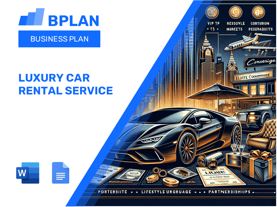 Luxury Car Rental Business Plan Template