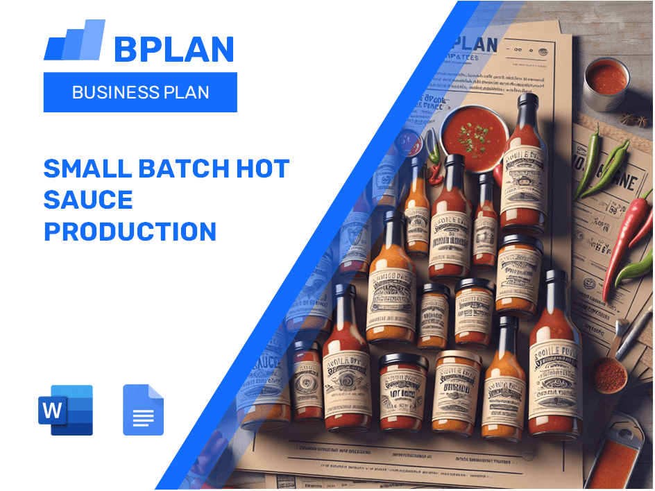 Small Batch Hot Sauce Business Plan Template - Business Plans Shop